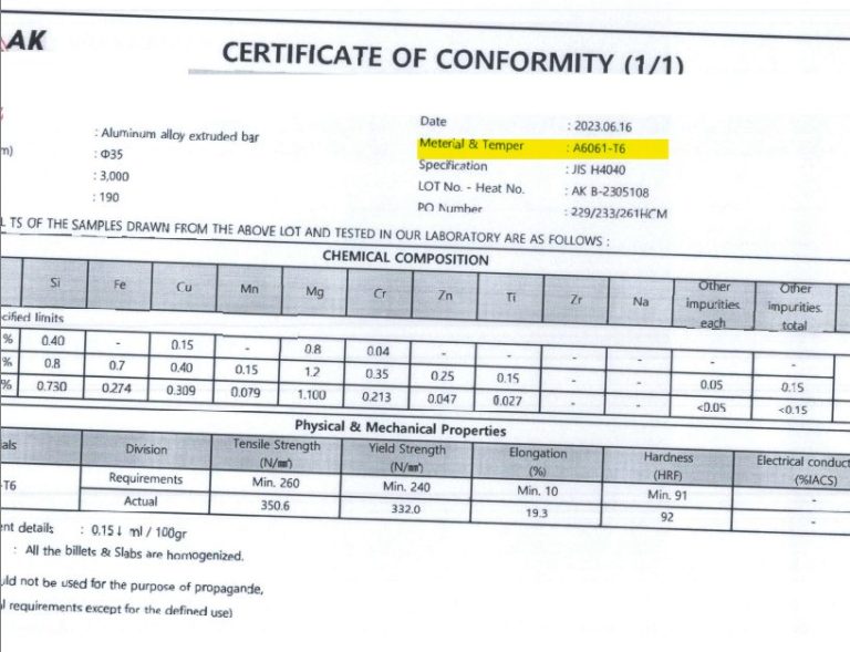 A6061 T6処理 とは？